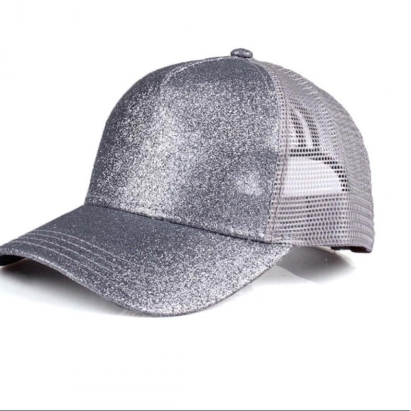 Accessories | Silver Cap With Glitter | Poshmark